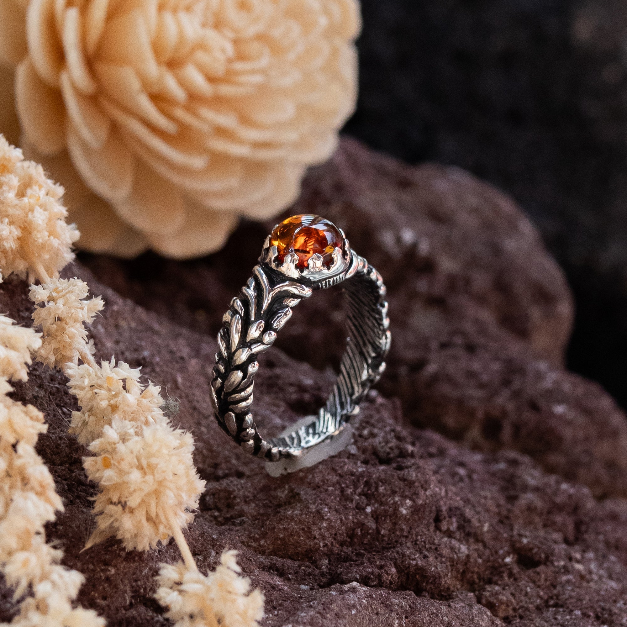 Sterling Silver Amber ring "Ana" | BlackTreeLab