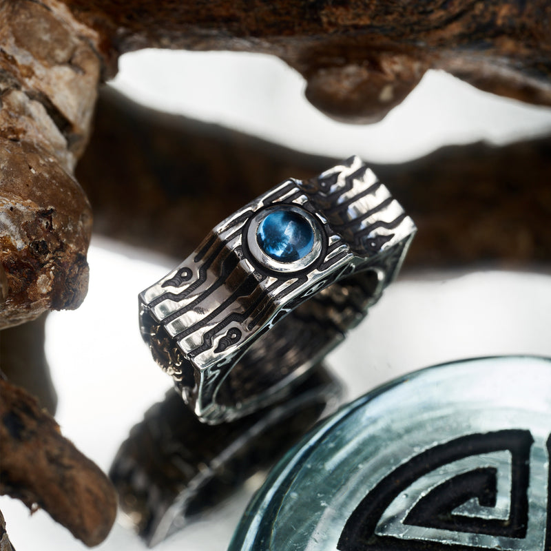 Men's Blue Topaz Ring “Gates” | BlackTreeLab