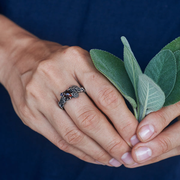 Amethyst and Garnet Ring "Raspberry" | BlackTreeLab