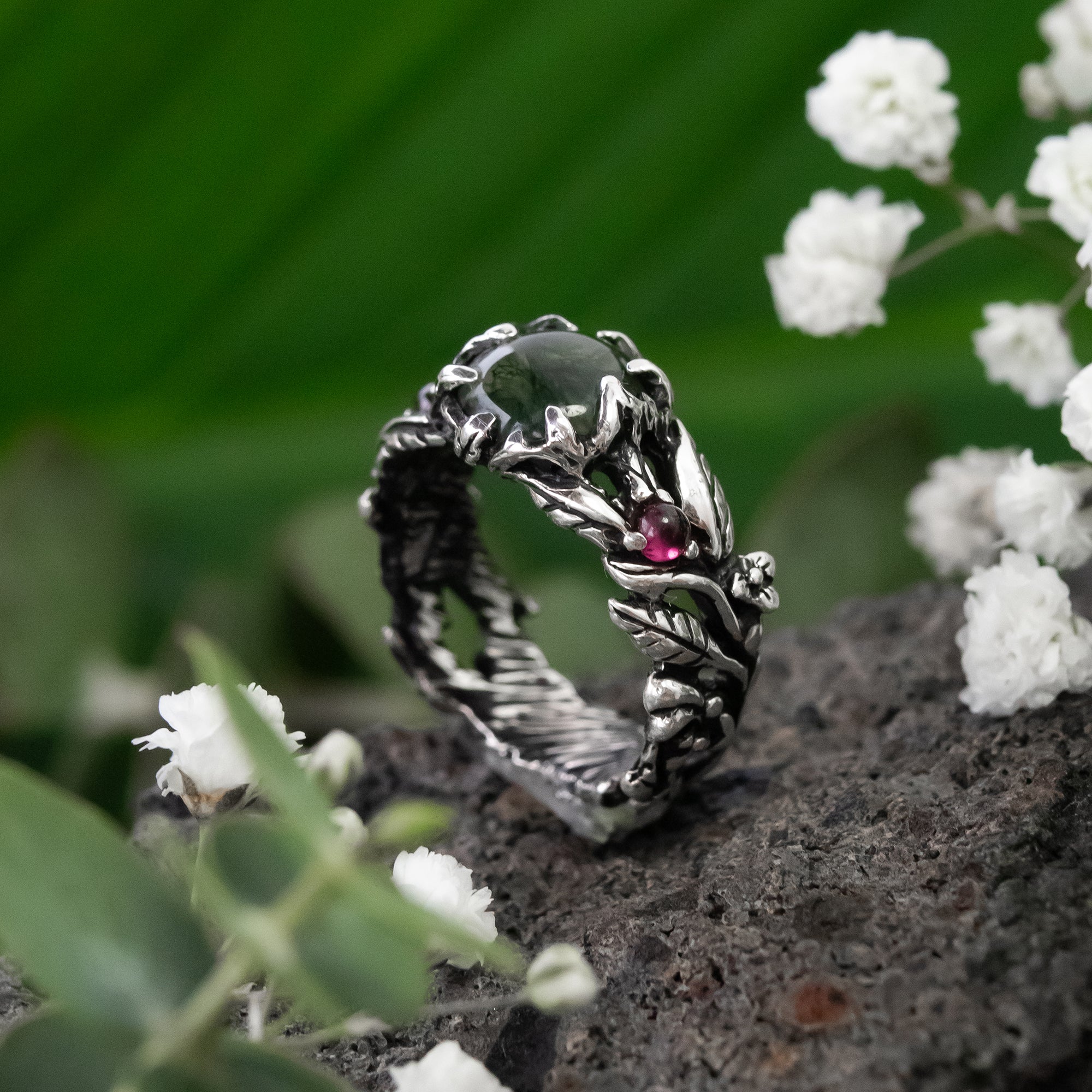 Moss Agate ring “Forest” | BlackTreeLab