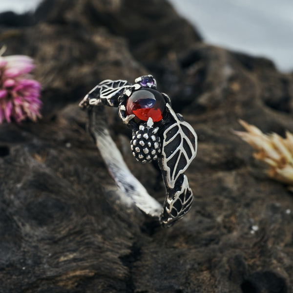 Amethyst and Garnet Ring "Raspberry" | BlackTreeLab